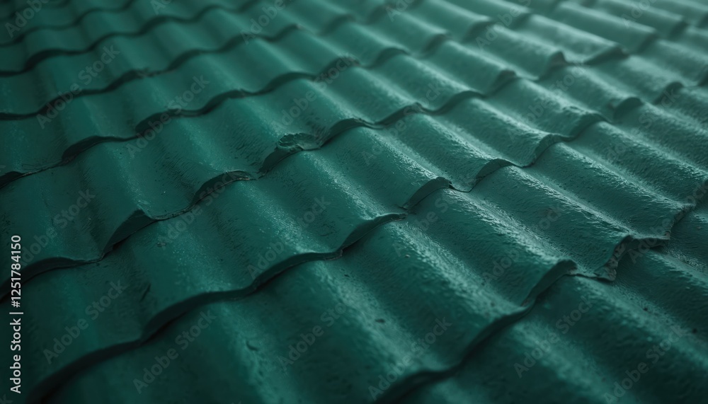 Emerald green roof shows repeated pattern. Lines on tiling form ...