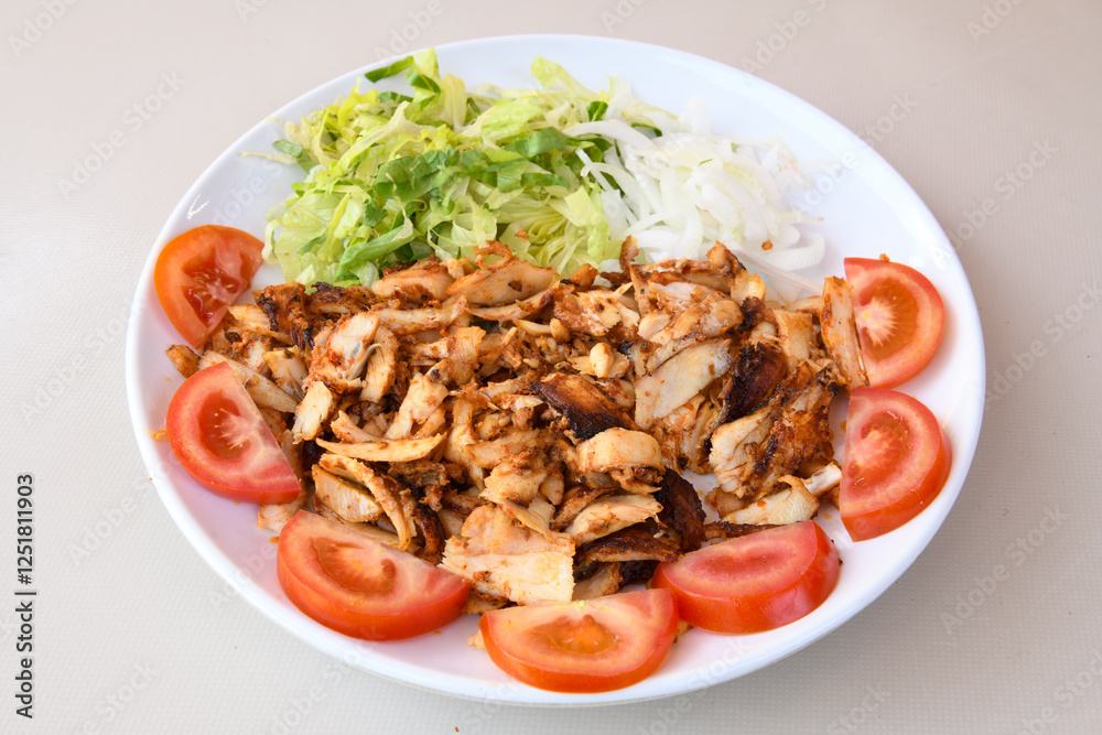 Lavash zurna doner kebab ( zurna durum ) or shawarma sliced in plate ...