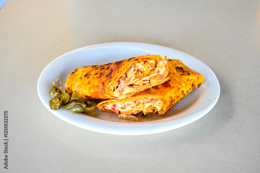 Lavash doner kebab ( soslu kasarli zurna doner durum ) or shawarma ...