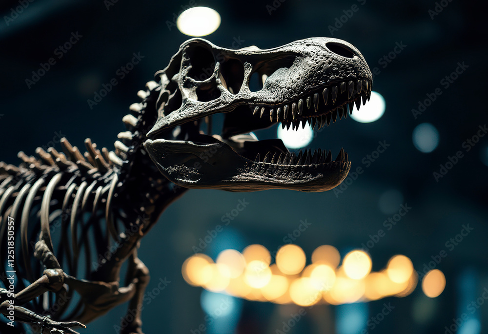 Skeleton of a Tyrannosaurus Rex showcased in a museum, highlighting the ...