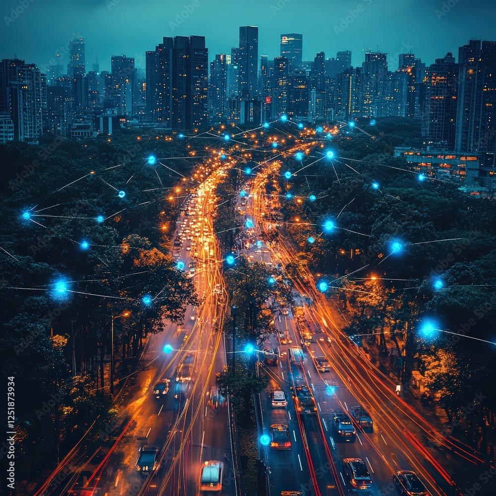 AI-powered smart traffic management system optimizing city flow. Stock ...