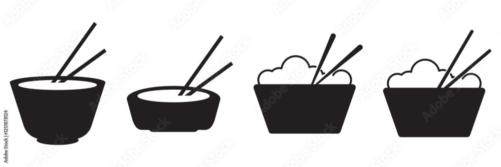 Chopsticks icons set. Chop stick vector isolated on black and white ...