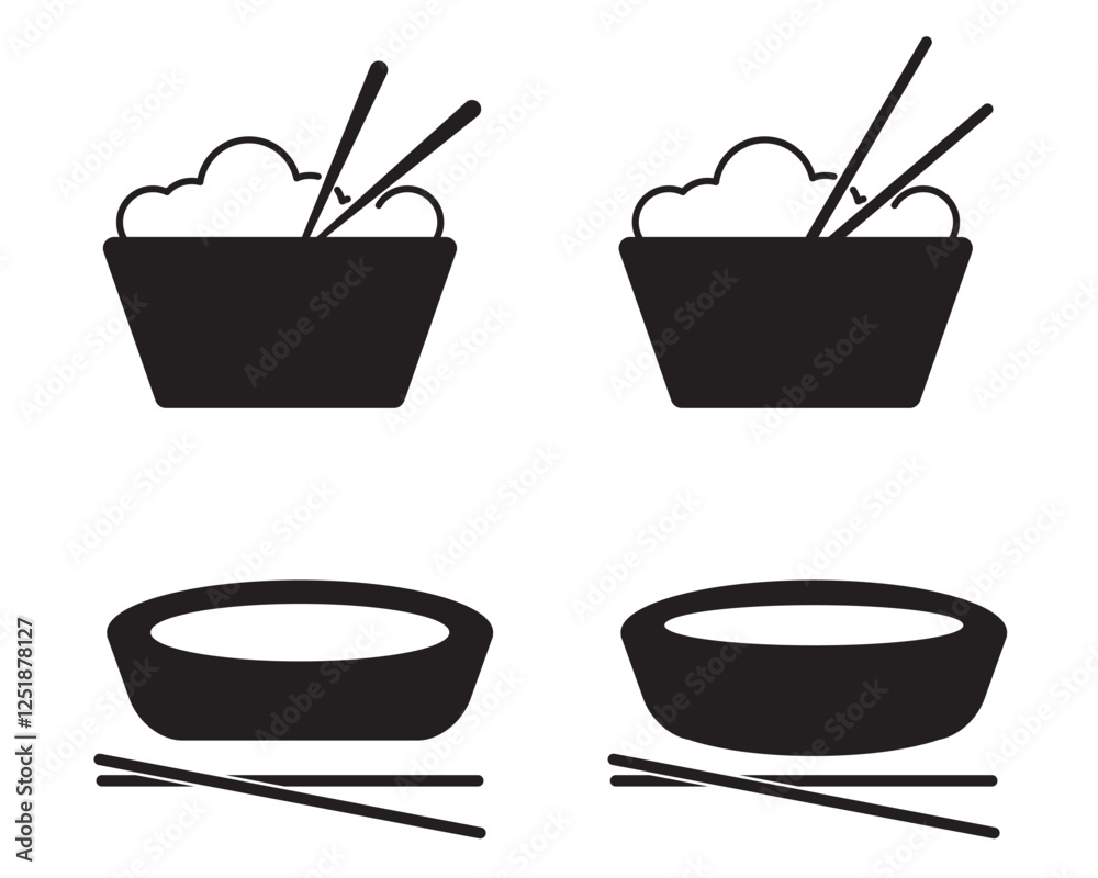Chopsticks icons set. Chop stick vector isolated on black and white ...