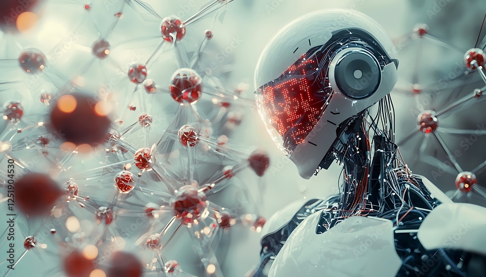 Global AI robotics concept, featuring data signals, technology, and a ...