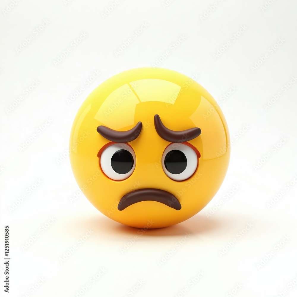 Sad face emoji with downturned eyebrows, mouth, expressing sadness ...