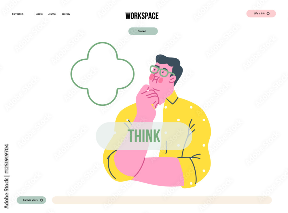 Thinking people, modern flat vector concept illustration- man standing ...