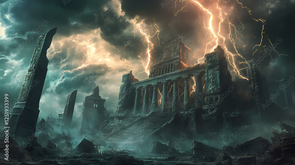 Bewitched artifact pulsing with power in a collapsed temple, [bewitched ...