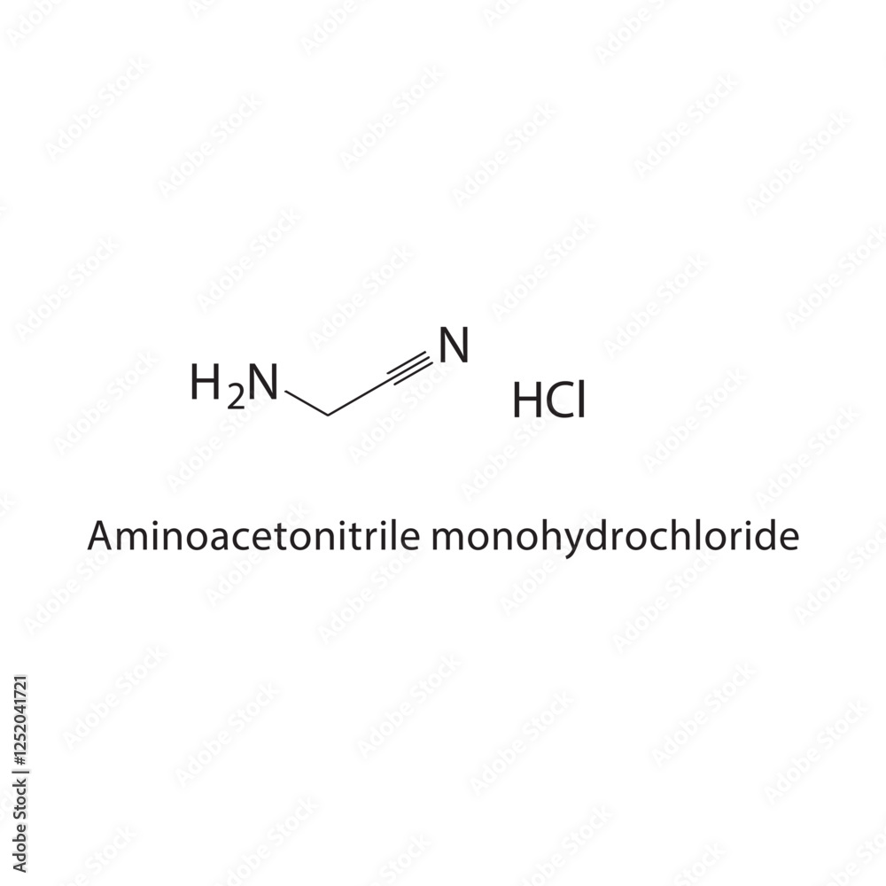 Aminoacetonitrile monohydrochloride skeletal structure.Nitrile salt ...