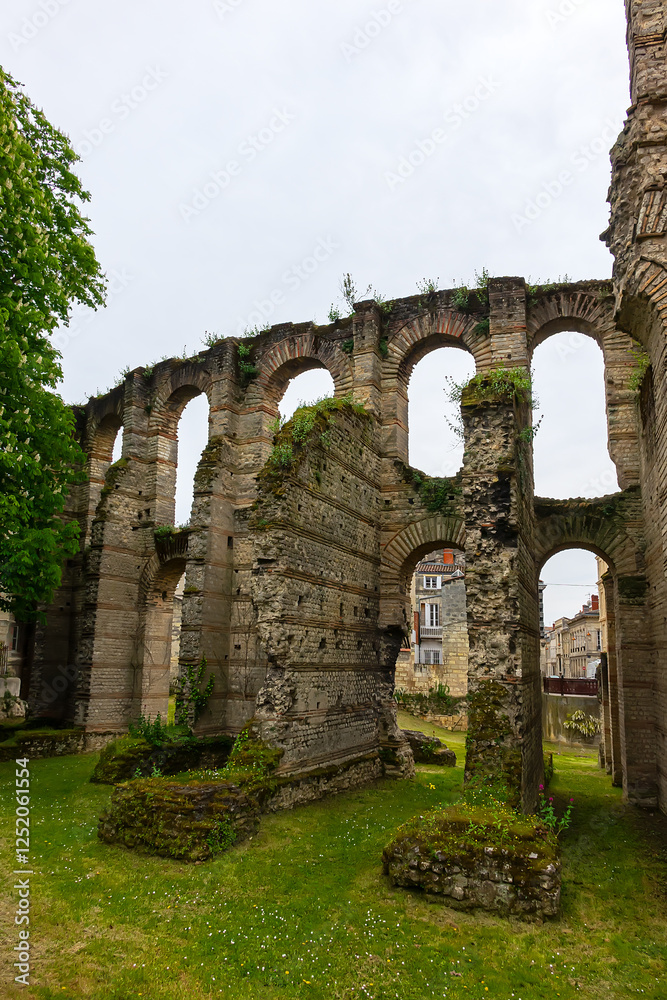 Ruins of Gallien Palace, a former Roman Amphitheatre built during the ...