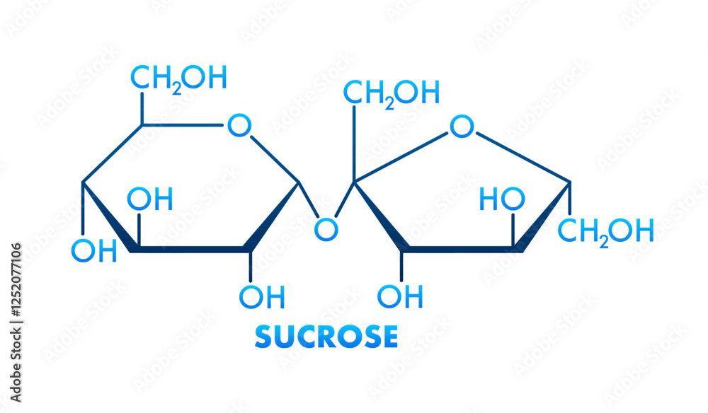 Sucrose skeletal formula showing glucose and fructose forming ...