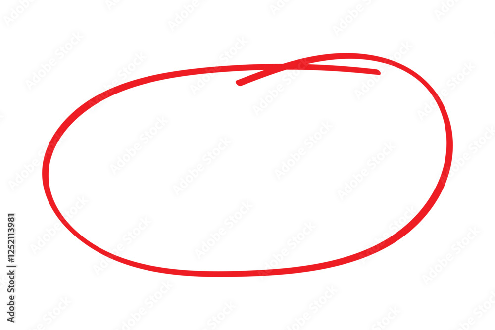Red circle pen draw. Highlight hand drawn circle isolated on white ...