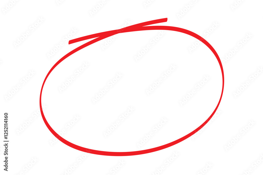 Red circle pen draw. Highlight hand drawn circle isolated on white ...