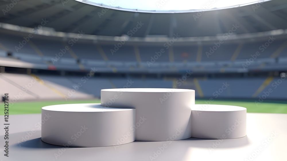 Mockup gray olimpic podium with three levels, with the center place ...
