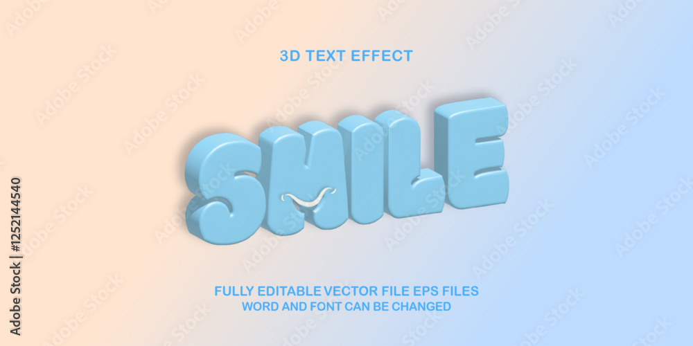 editable 3d inflate smile bold text effect.typhography logo Stock ...