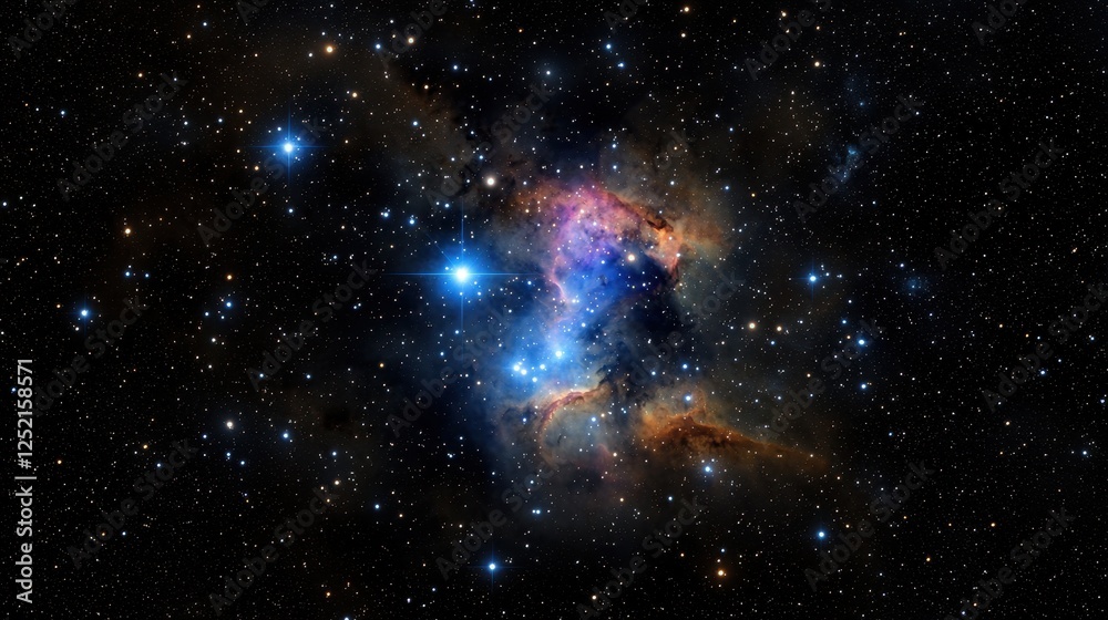 Colorful nebula in deep space with stars and cosmic dust in the ...
