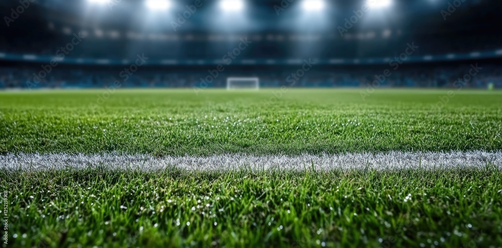 Soccer stadium - field view, silent arena, untouched grass, game ...