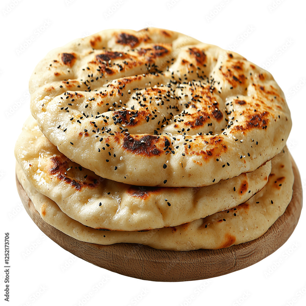 Freshly baked naan bread with sesame seeds, traditional Ramadan food ...