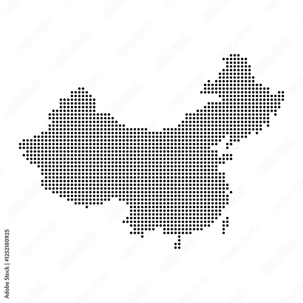 china dotted halftone map vector illustration. chinese geographic map ...