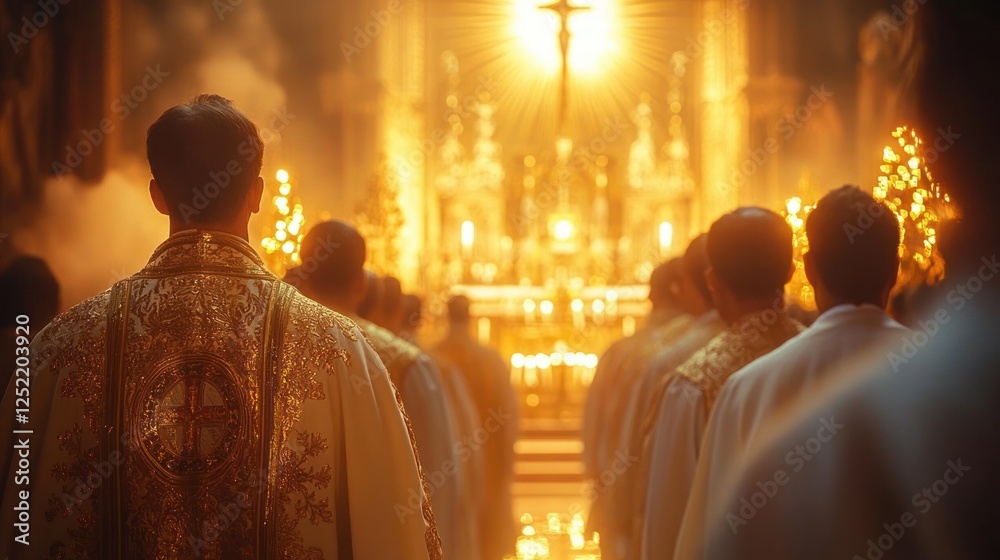Foto de Stock Catholic Church Eucharist Adoration Priest Monstrance ...