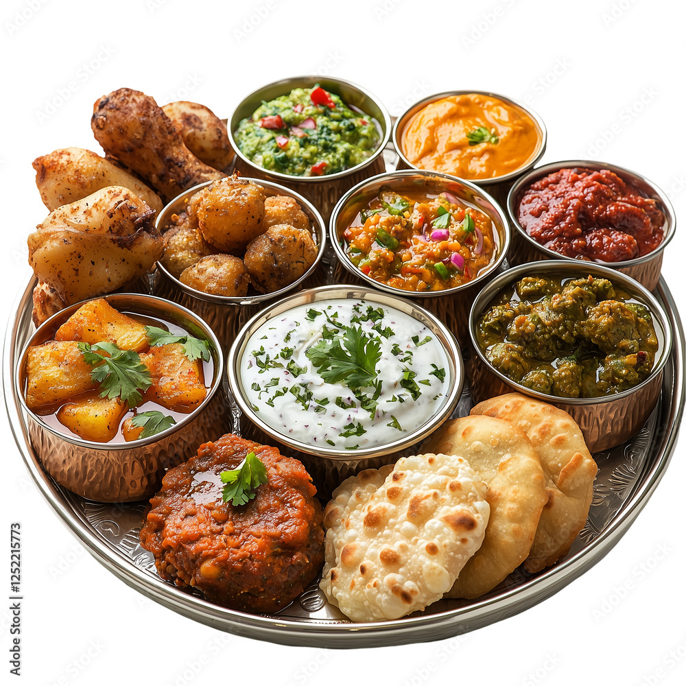 Ramadan special food tray with fried items and chutneys, festive Iftar ...