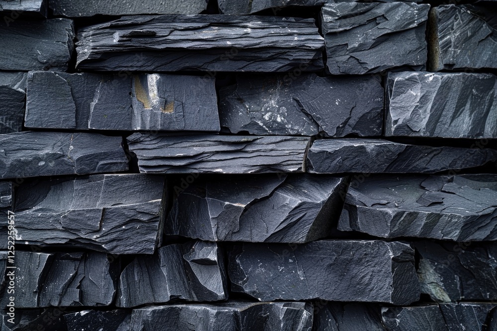 Dark Slate Stone Wall Texture with Natural Patterns for Architectural ...