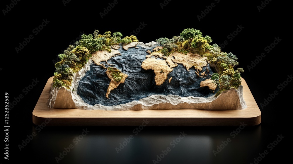 Detailed model of earth illustrating the carbon cycle with a colorful ...
