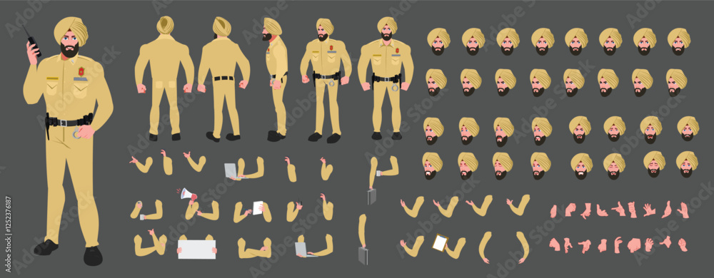 Police Officer Character Design Model Sheet. Man, Character design ...