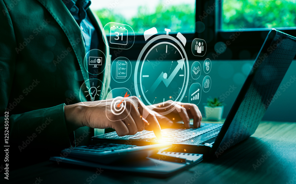 Businessman Managing Time Effectively with Digital Productivity Tools ...