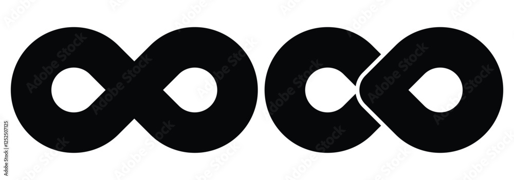 Infinity symbol set. Infinity symbols collection, black infinity vector ...