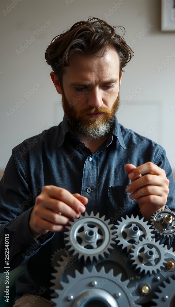 cogwheels man touching man solution solve success process wheel ...