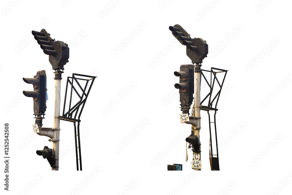 Foto de Stock Railway signal post at rail yard transparent, Indian ...