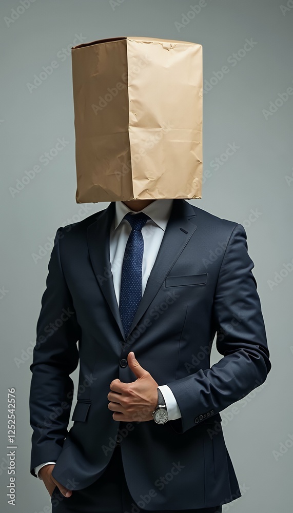 paper bag aring businessman paper bag businessman mask wearing hiding ...