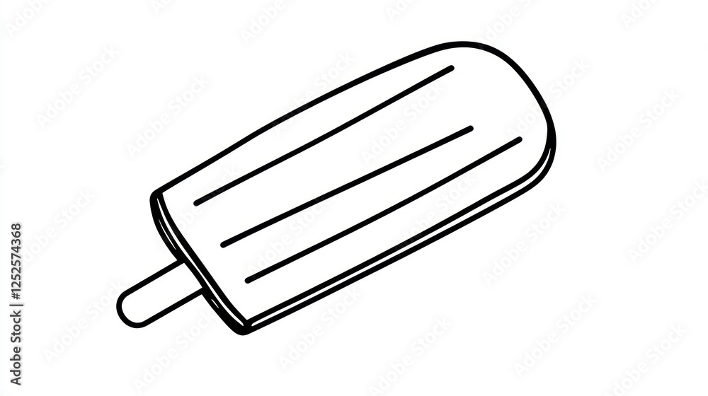 Popsicle summer treat, simple line drawing, white background, food ...