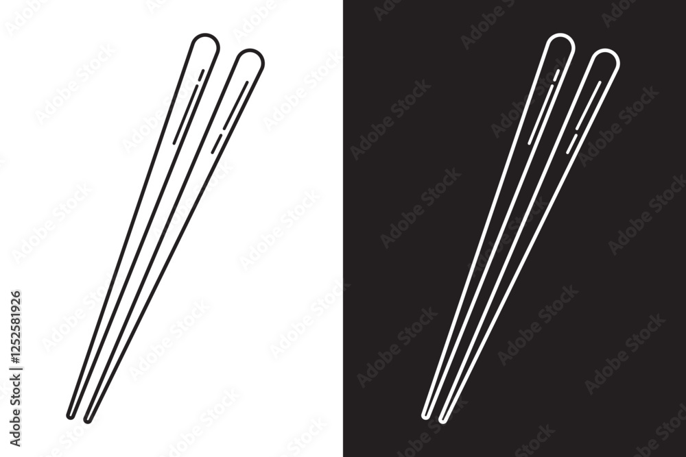 Chopsticks icons set. Chop stick vector isolated on black and white ...