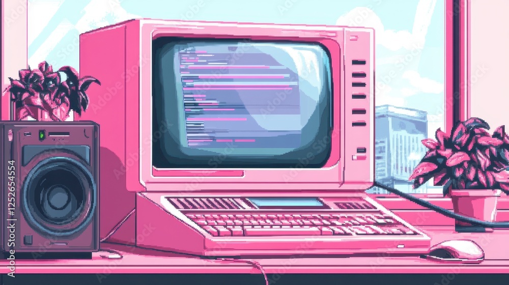 Retro old computer user interface,Pink Y2K computer window page and ...