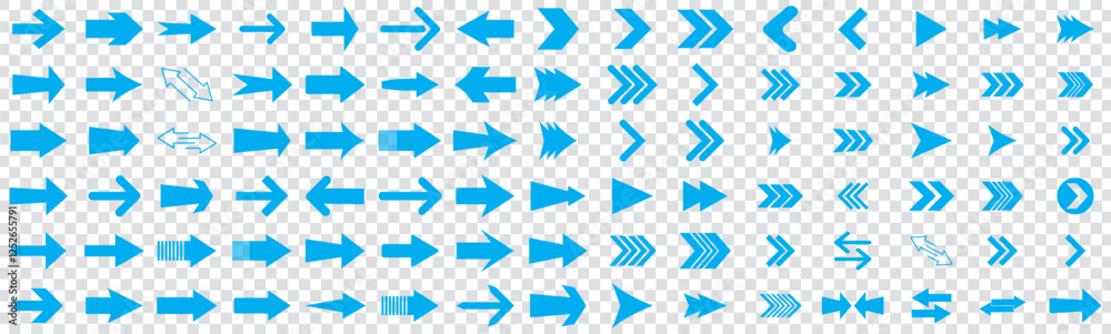 Arrows set icon in blue color. Arrow vector collection . Vector ...