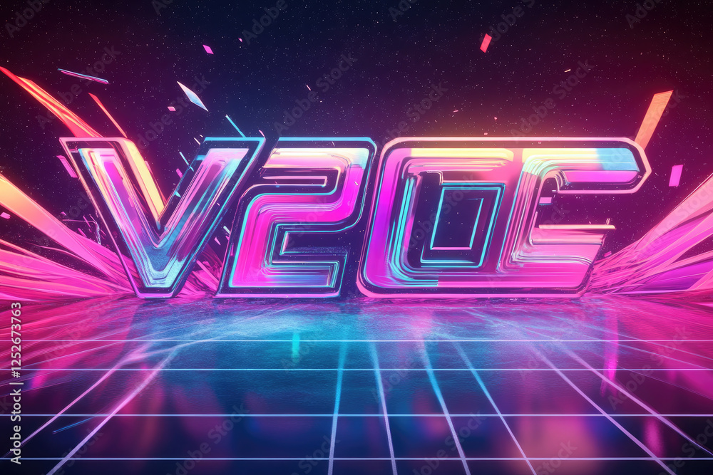 A dynamic motion graphic template featuring a retro-futuristic font ...