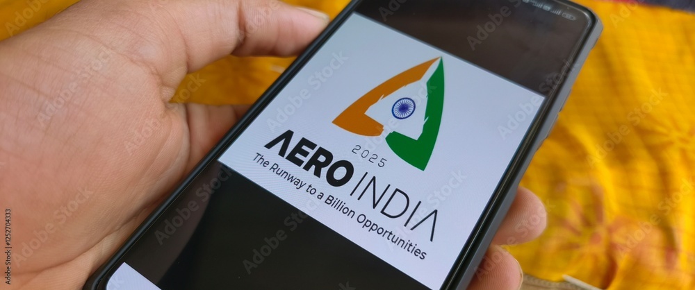 Foto de Stock Bengaluru, India - February 09 2025. Aero India 2025 app ...