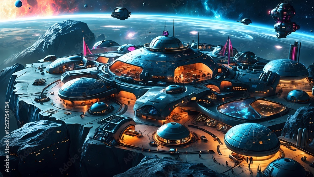 Cosmic Outpost: A futuristic and highly detailed space station complex ...