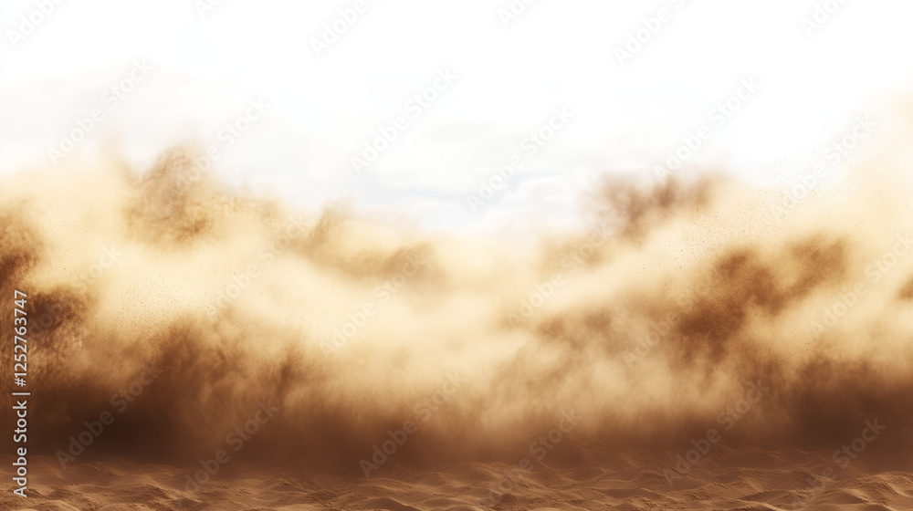Desert sandstorm set, brown dusty clouds or dry sand flying with gust ...