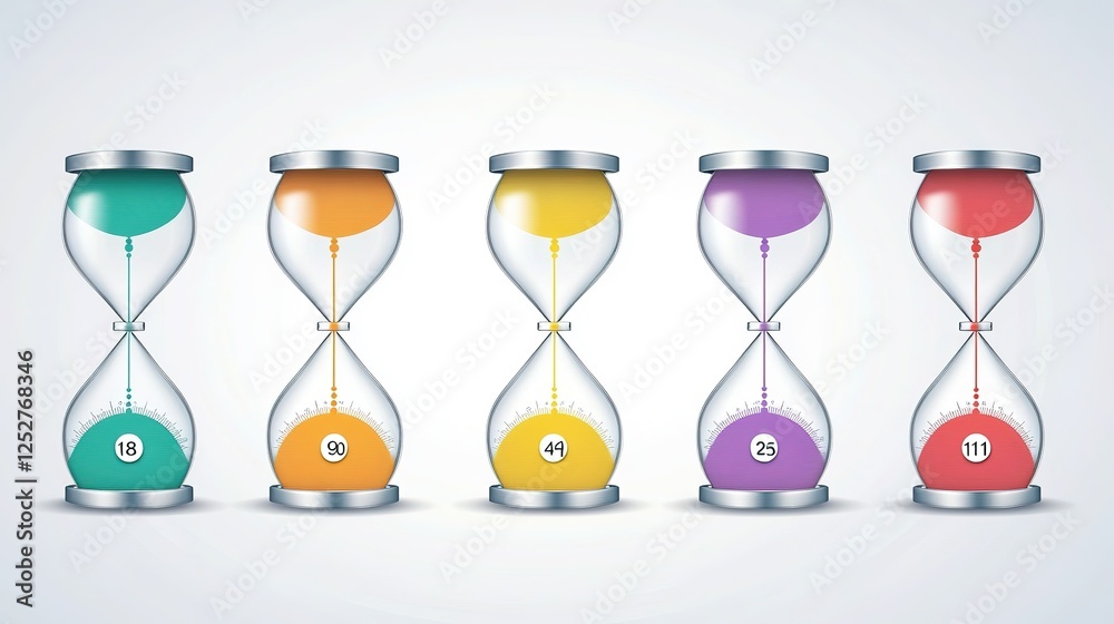 6 Steps Infographics with Hourglass Design for Visual Presentations ...