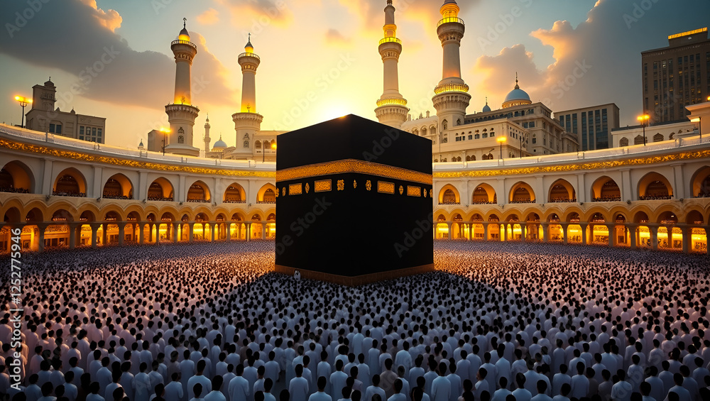 The Sacred Mosque, Symbol of Unity and Faith, Hajj and Umrah Pilgrims ...