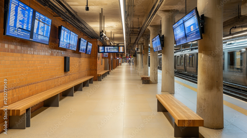 Stock-Illustration „Modern subway station platform interior with ...