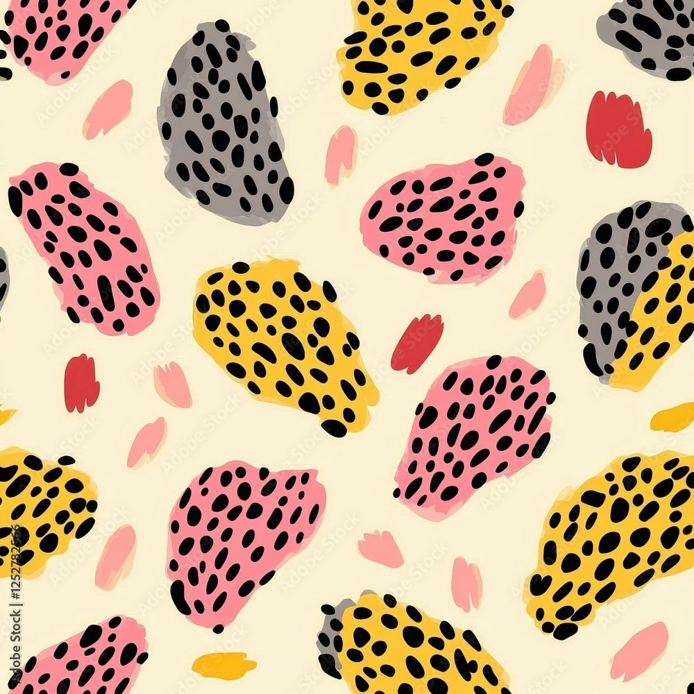 Colorful pattern with leopard spots. A fun design with irregular shapes ...