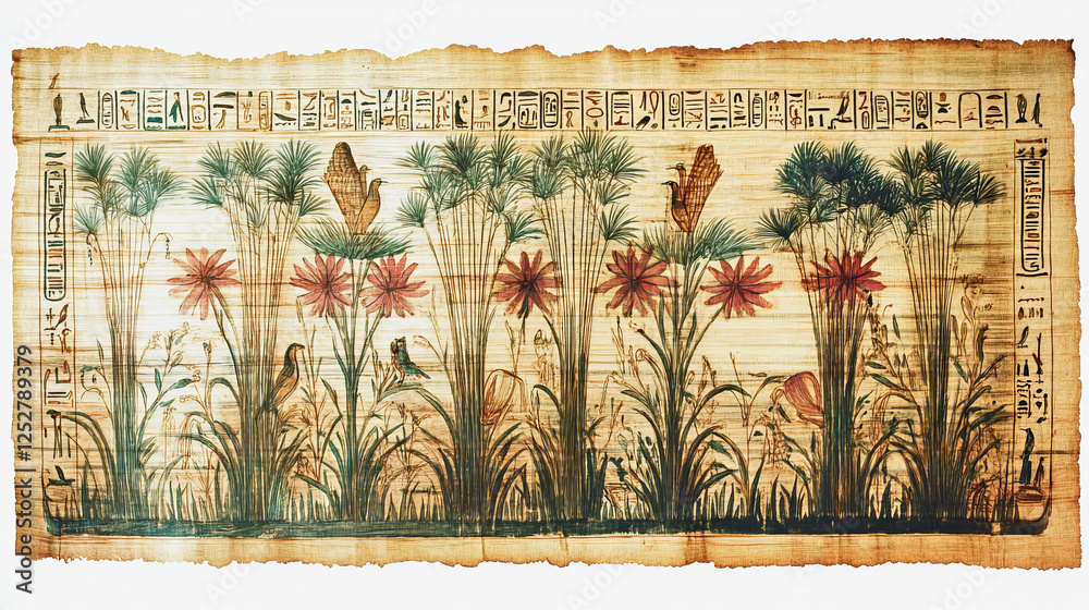 Ancient Egypt papyrus part cartoon vector illustration. Ancient paper ...