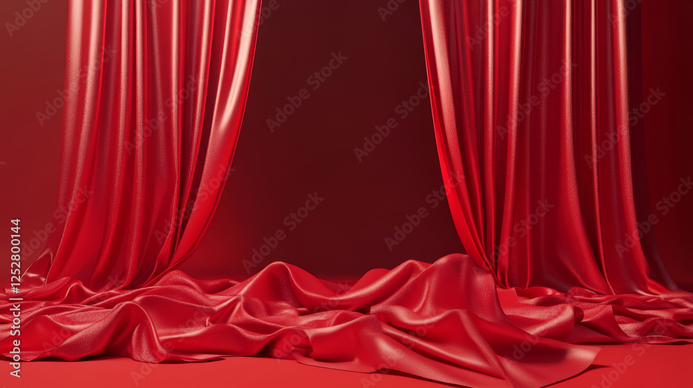 Objects covered with red silk cloth set isolated on transparent ...