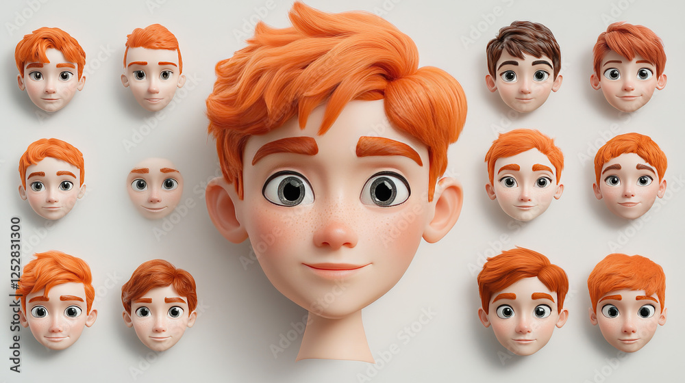 Cartoon kid boy face construction kit. Boy face diy constructor ...