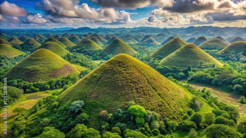 Conical mounds of the Chocolate Hills in Philippines , Philippines ...