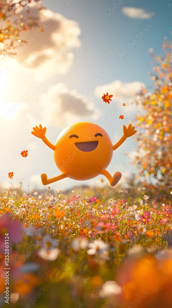 1. "A happy animated orange character with arms and legs, dancing in a ...