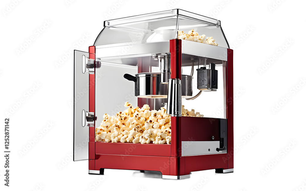 A modern popcorn maker with a transparent popping chamber on a empty ...